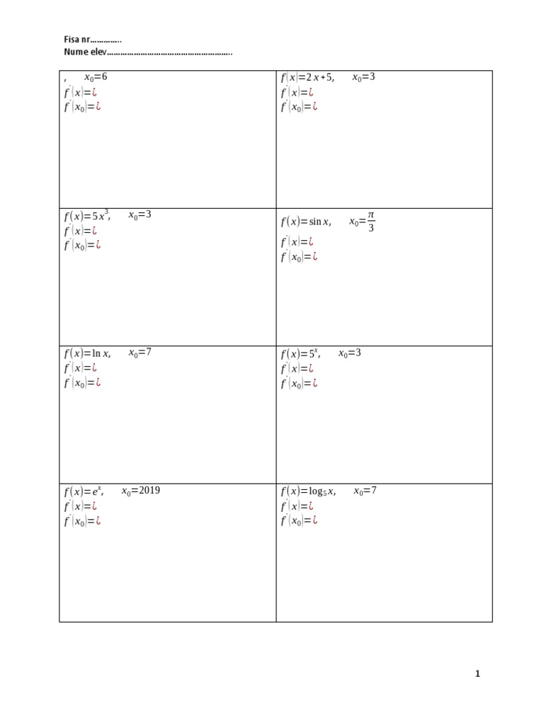 Fise BINGO - Derivate | PDF