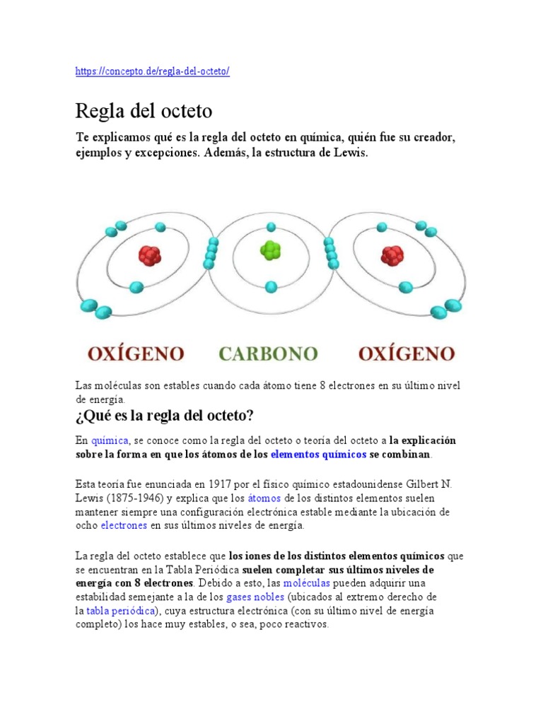 Regla Del Octeto | PDF | Enlace covalente | Química