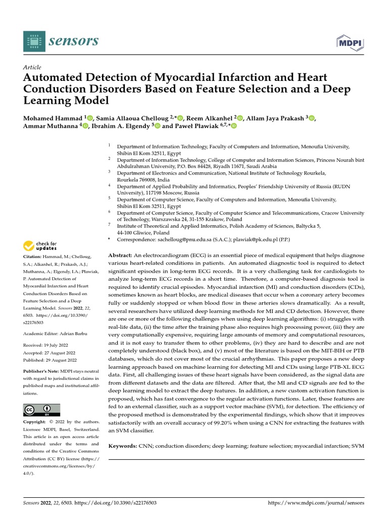 Automated Detection Of Myocardial Infarction Pdf Heart Deep Learning