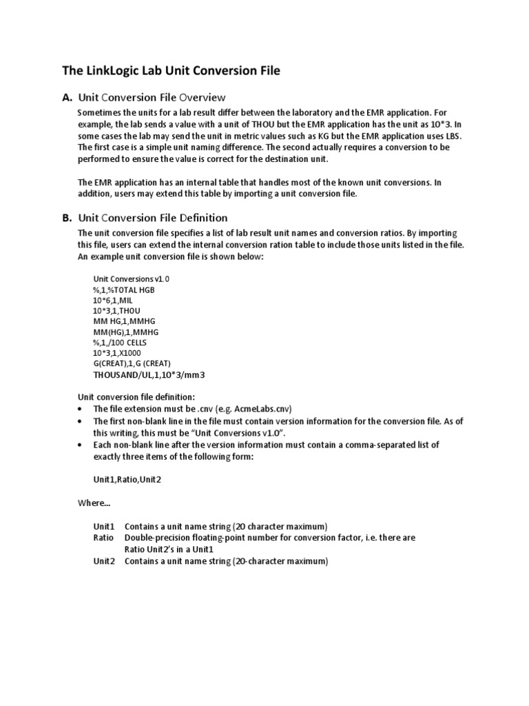 The Lab Unit Conversion File | PDF | Computer File | Digital Technology