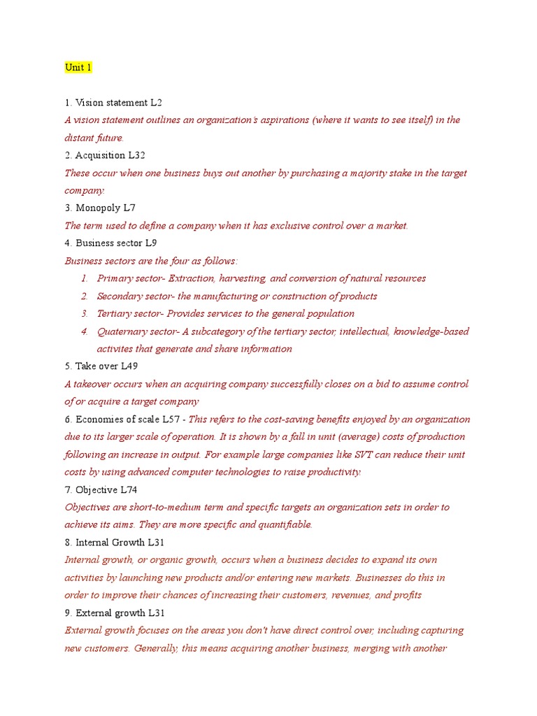 Key Terms BM Paper 1 May 2023 | PDF | Employment | Leadership