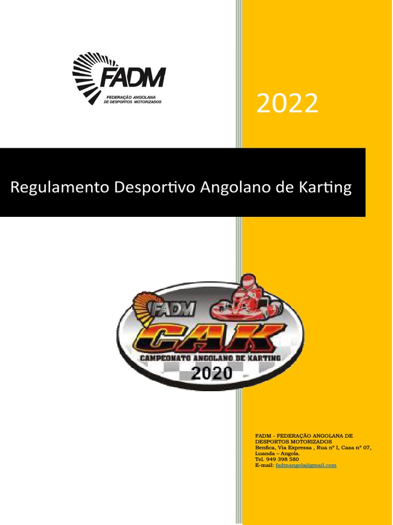 FADM - Regulamento Desportivo de Karting 2023 | PDF | Angola | Corridas ...