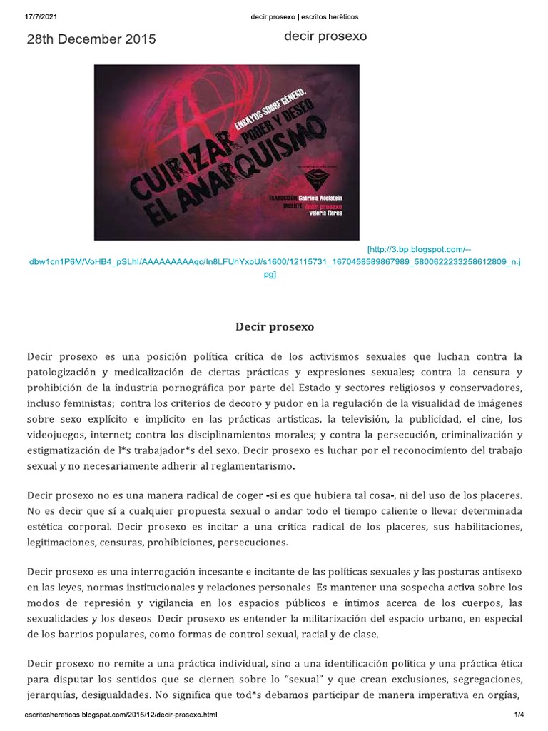Decir Prosexo Val Flores | PDF