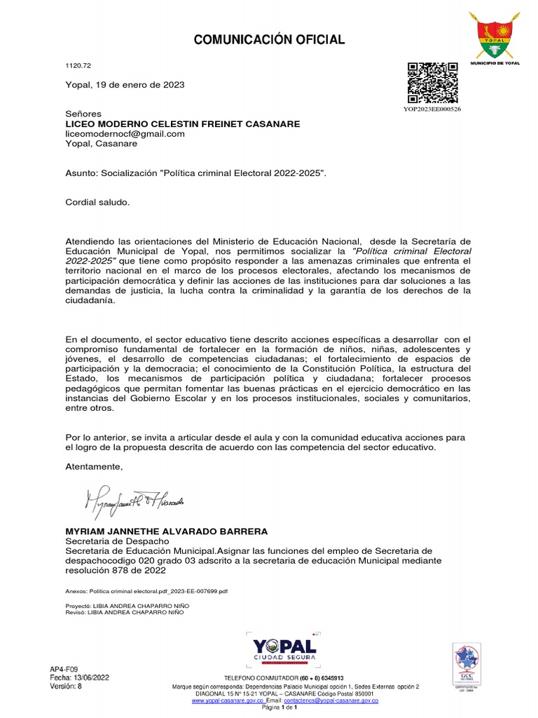 Documento Alcaldia de Yopal | PDF