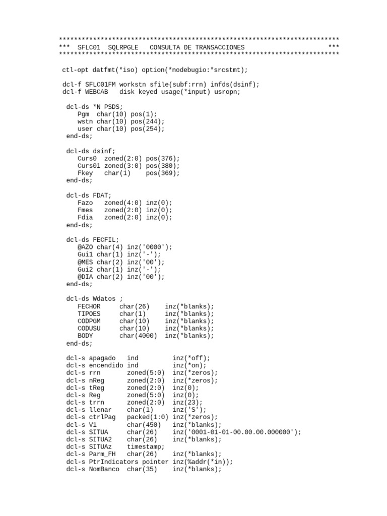 Programa de Subfile Usando Cursor de SQL | PDF | Sql | Databases