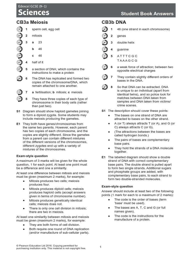Edgcse TTPP Cb3 SB Answers | PDF | Meiosis | Dominance (Genetics)