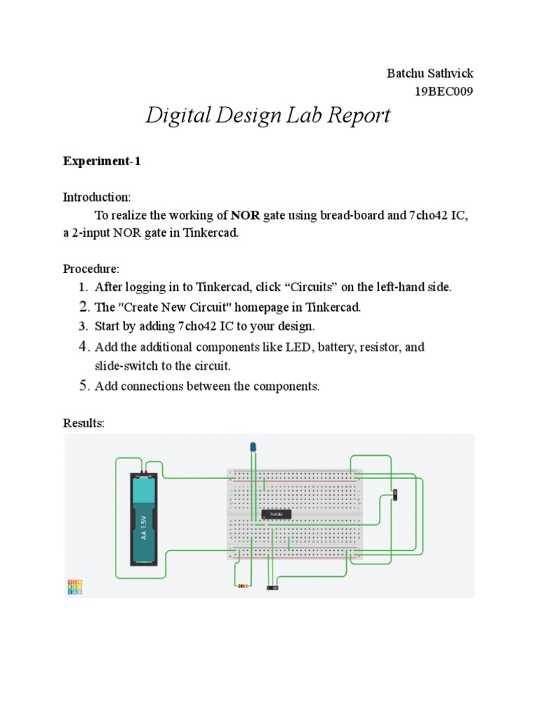 Digital Design Lab Report | Download Free PDF | Digital Electronics | Electronic Circuits