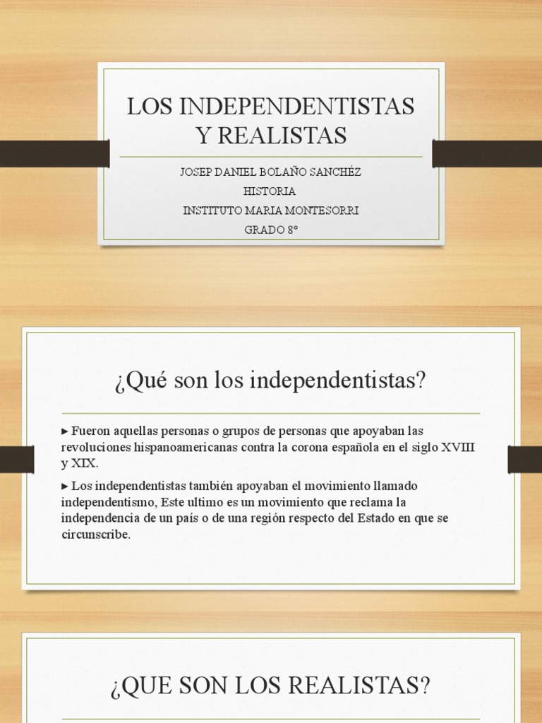 Los Independentistas y Realistas | PDF