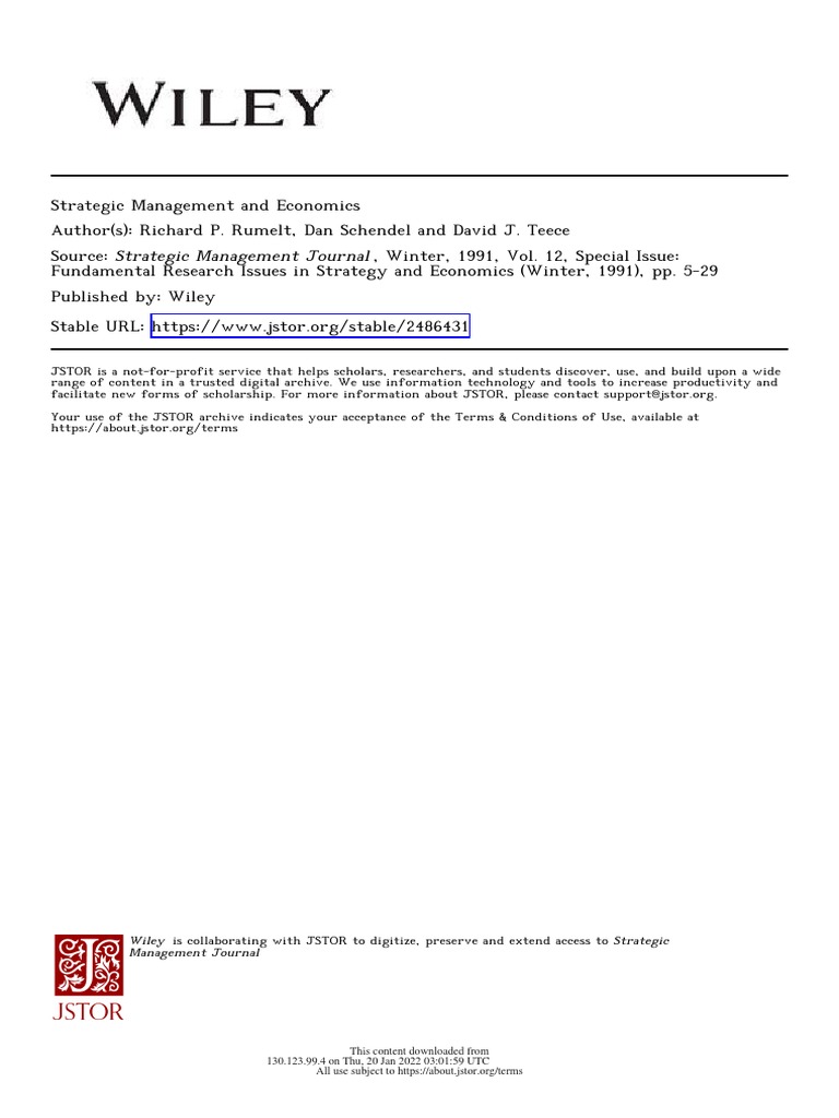 1-2 Rumelt, R. P.,Schendel, D. E., and Teece, D. J. 1991. Strategic ...