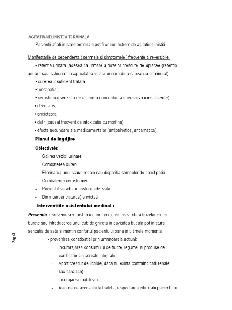 Agitatie, Nelinistea Terminala | PDF