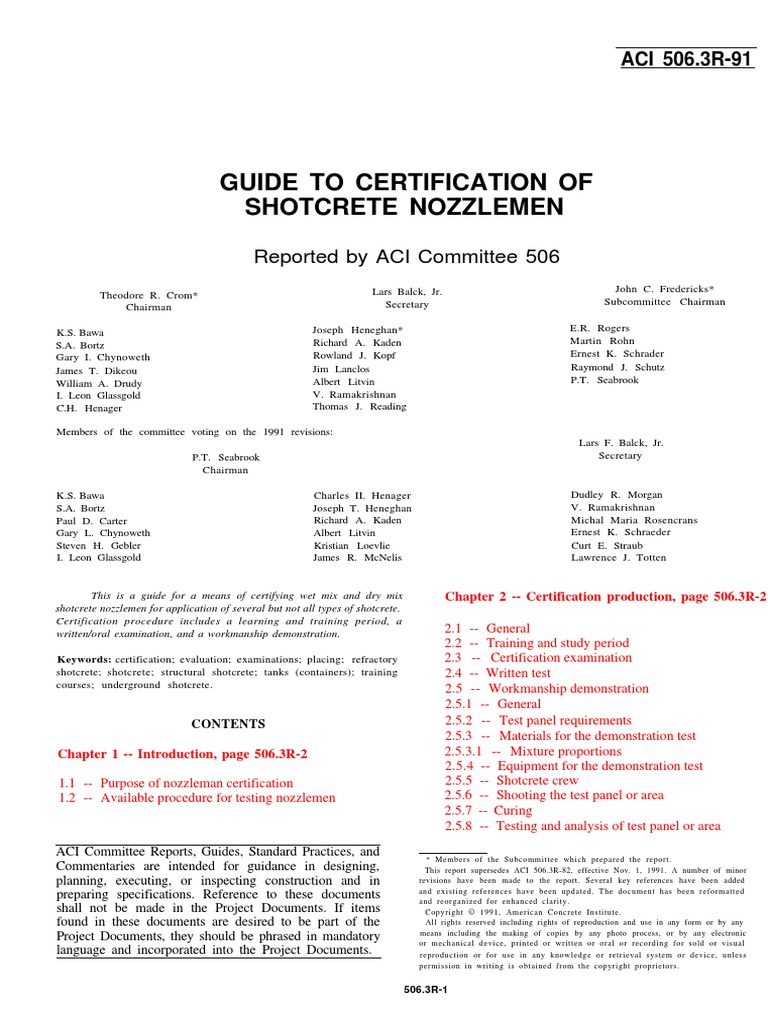 CROM Et. Al. (1991) - Guide To Certification of Shotcrete Nozzlemen ...