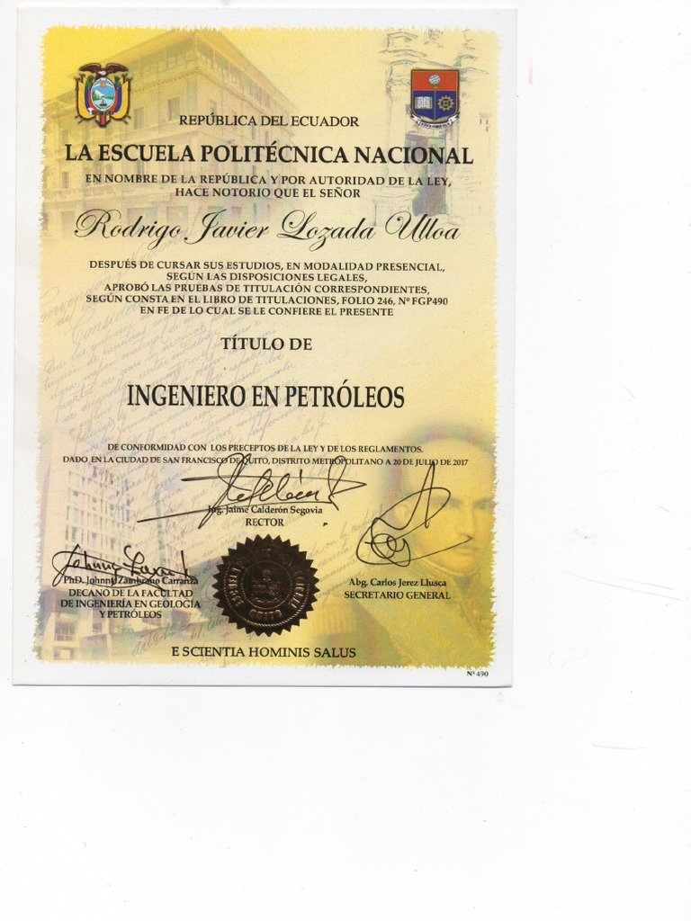 Título Politécnica - Rodrigo Lozada | PDF