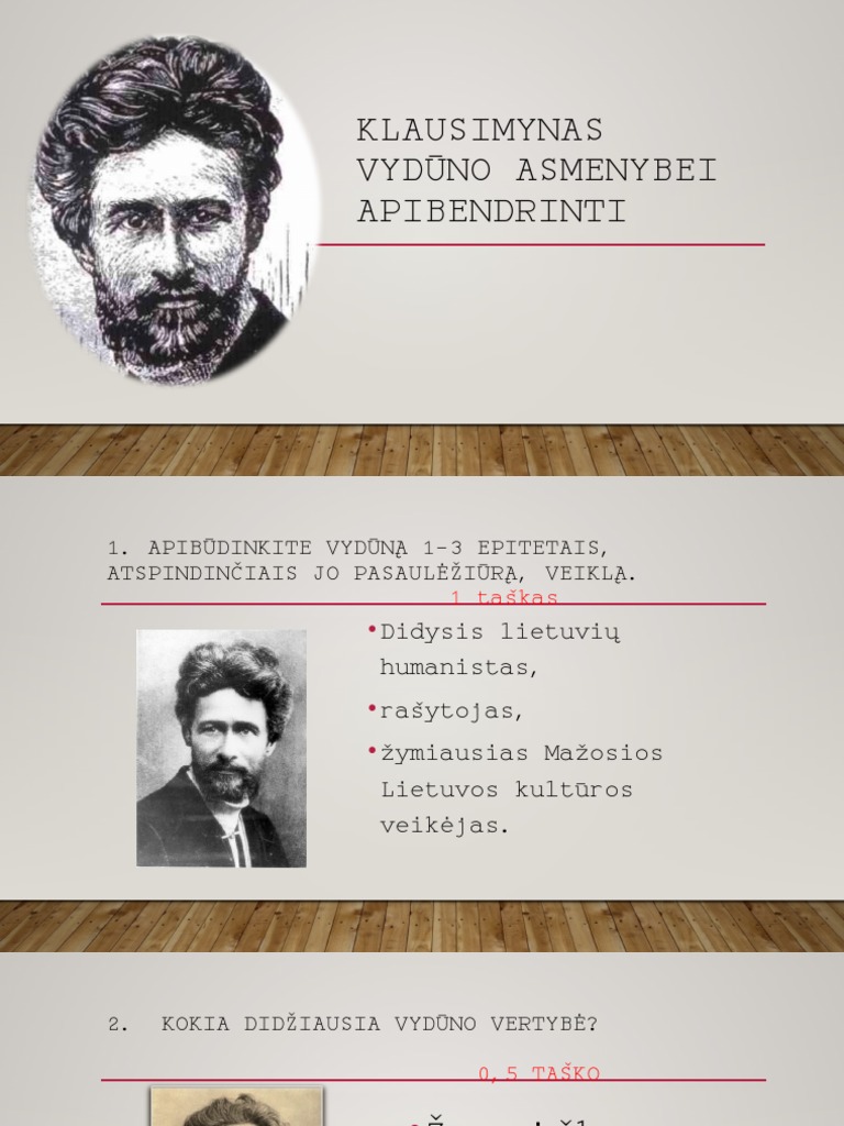 Klausimynas Vyduno Asmenybei Apibendrinti | PDF