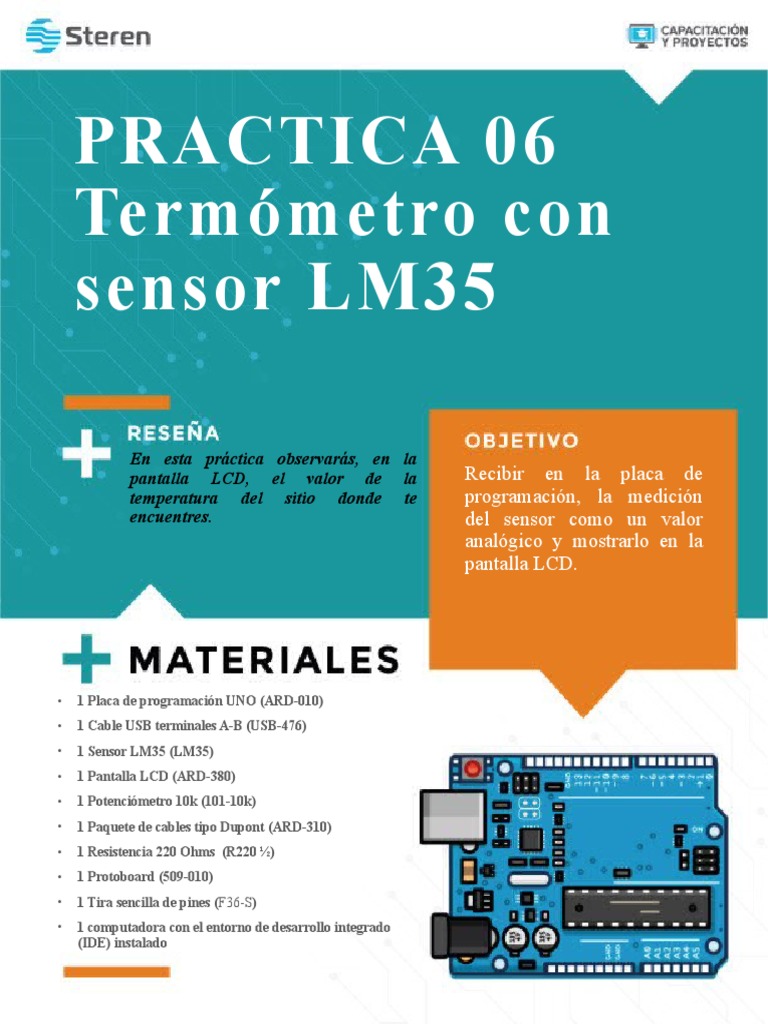 Práctica - 6 Básico - Termómetro Con Sensor LM35 | PDF | Sensor | Ingeniería Informática