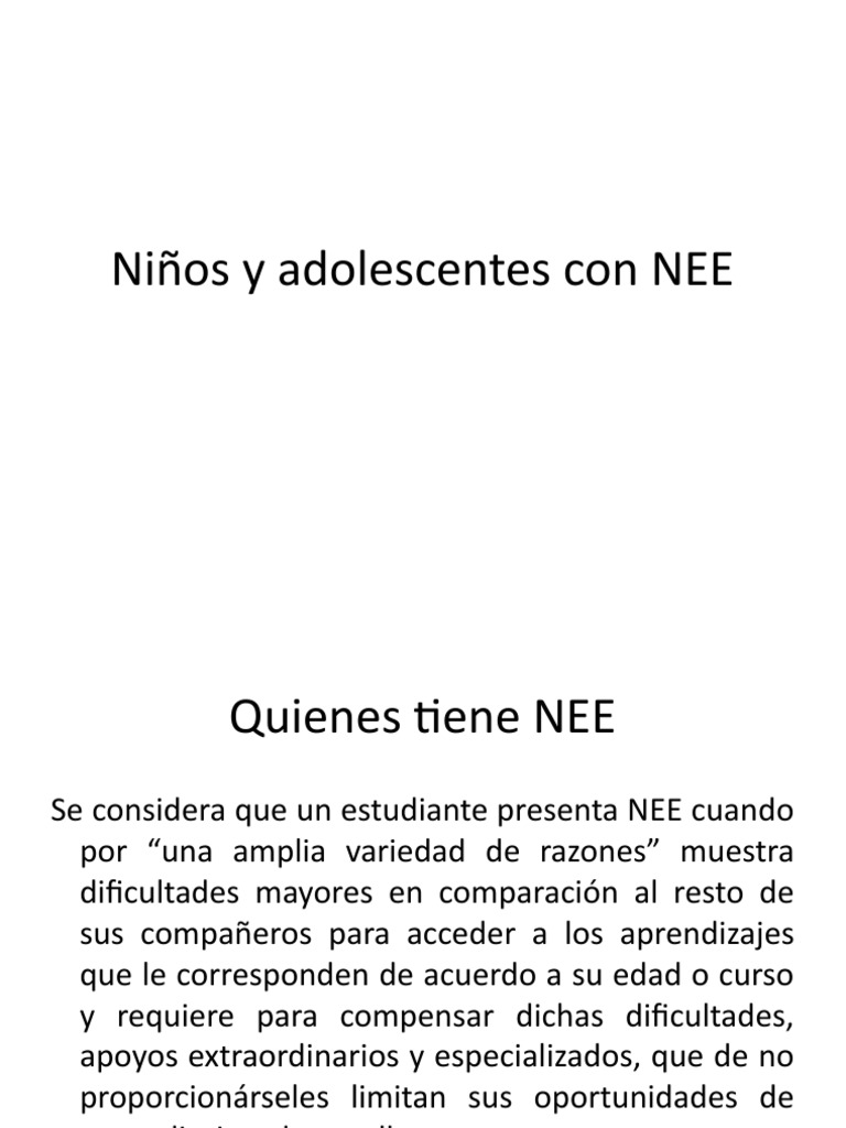 Niños y Adolescentes Con NEE | PDF | Invalidez | Evaluación