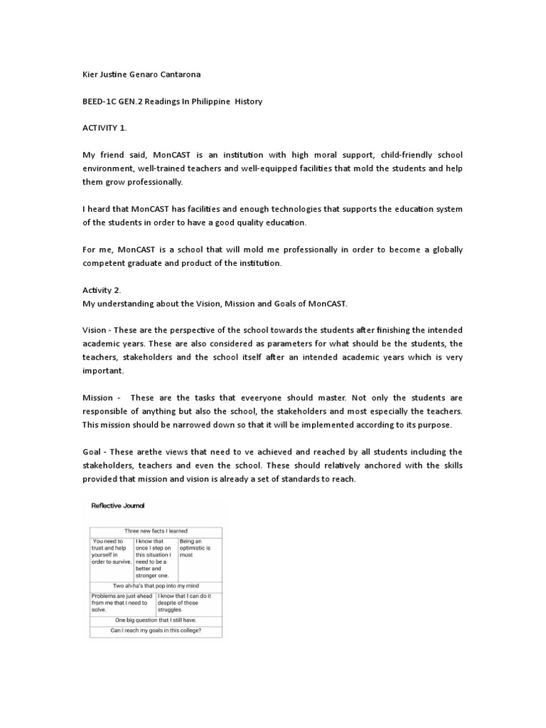 MonCAST School: Vision and Mission Overview | PDF