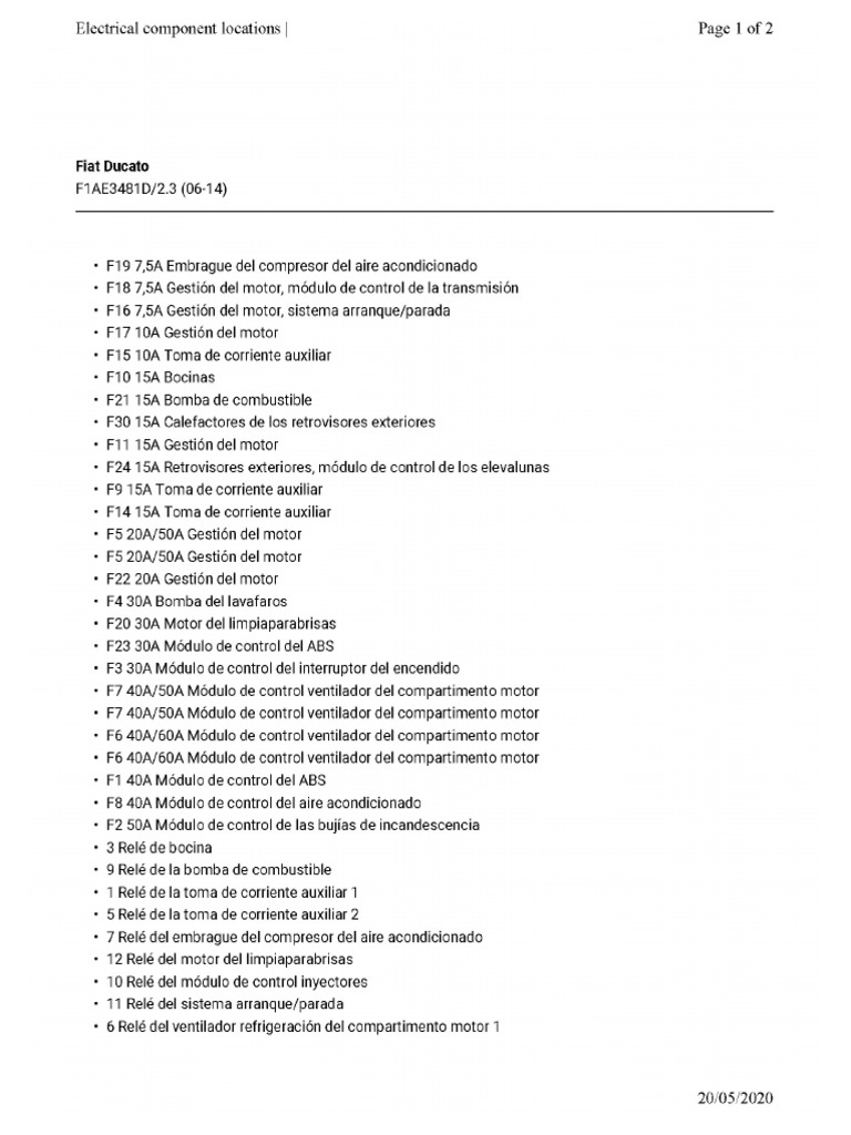 Fusibles Fiat Ducato | PDF