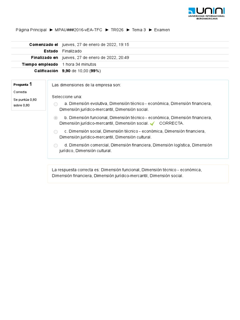 Examen. TR026 | PDF | Iniciativa empresarial | Planificación