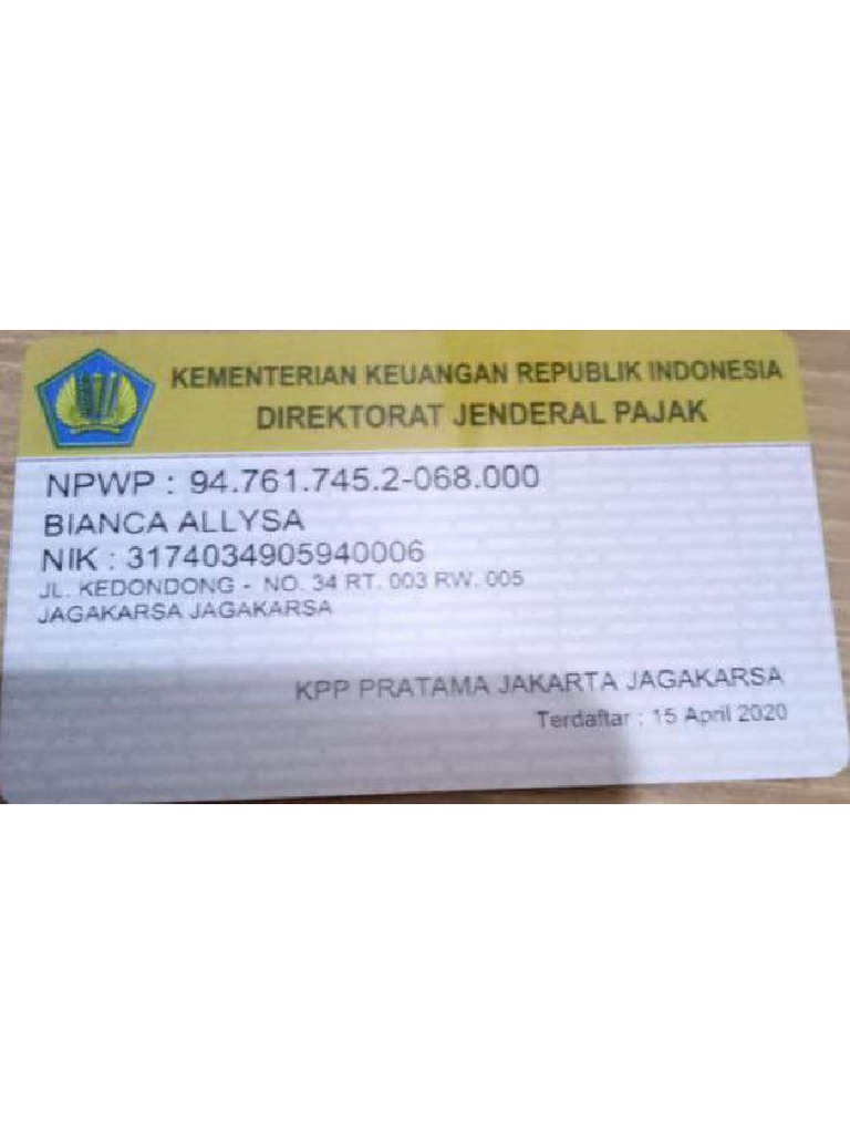 Foto NPWP Pribadi | PDF