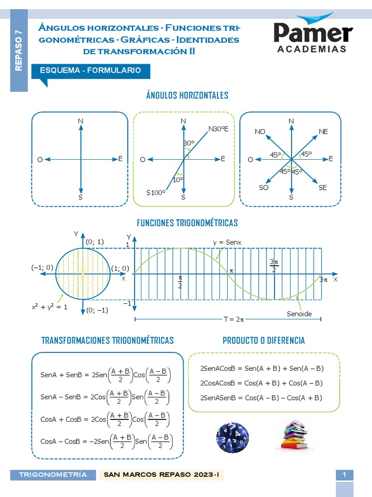 Trigo - R7 - Ángulos Horizontales - Funciones Trigonométricas - Gráficas | PDF | Funciones ...