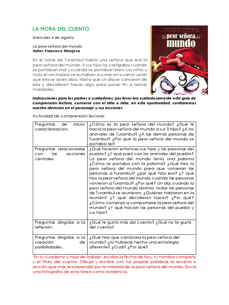 Comprensión Lectora - La Peor Señora Del Mundo | PDF