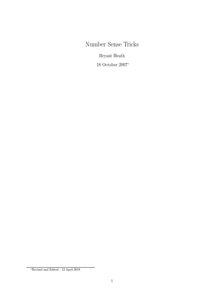 Number Sense Tricks PDF Trigonometric Functions Division