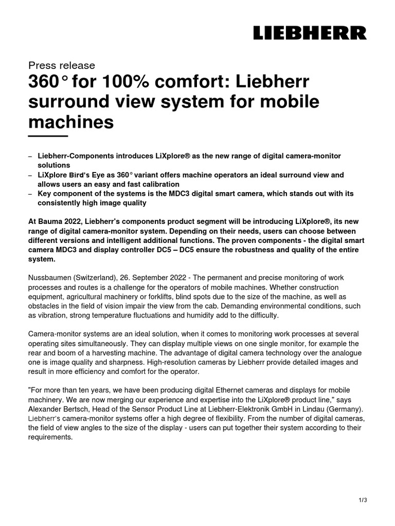 Liebherr Press Release Lixplore Bird's Eye | PDF | Engines | Camera