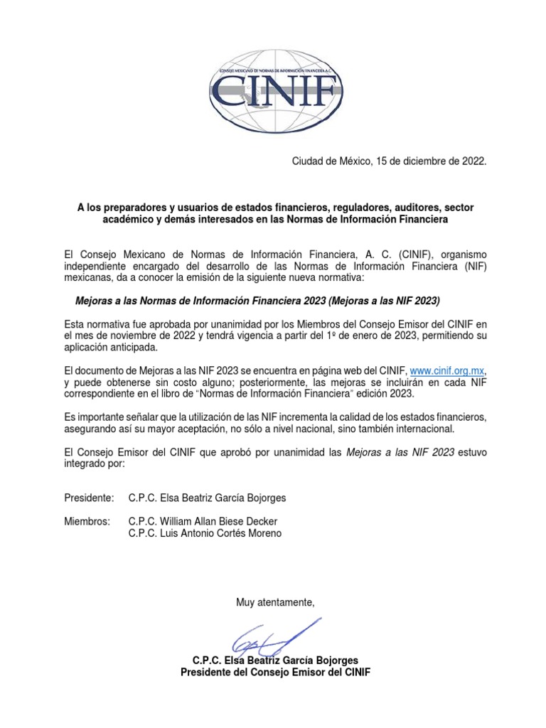 Mejoras NIF 2023 | PDF