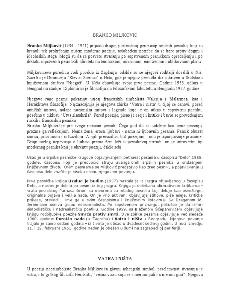 Branko Miljković | PDF