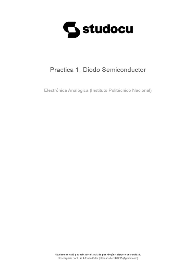 Practica 1 Diodo Semiconductor | PDF | Dopaje (semiconductor) | Semiconductores