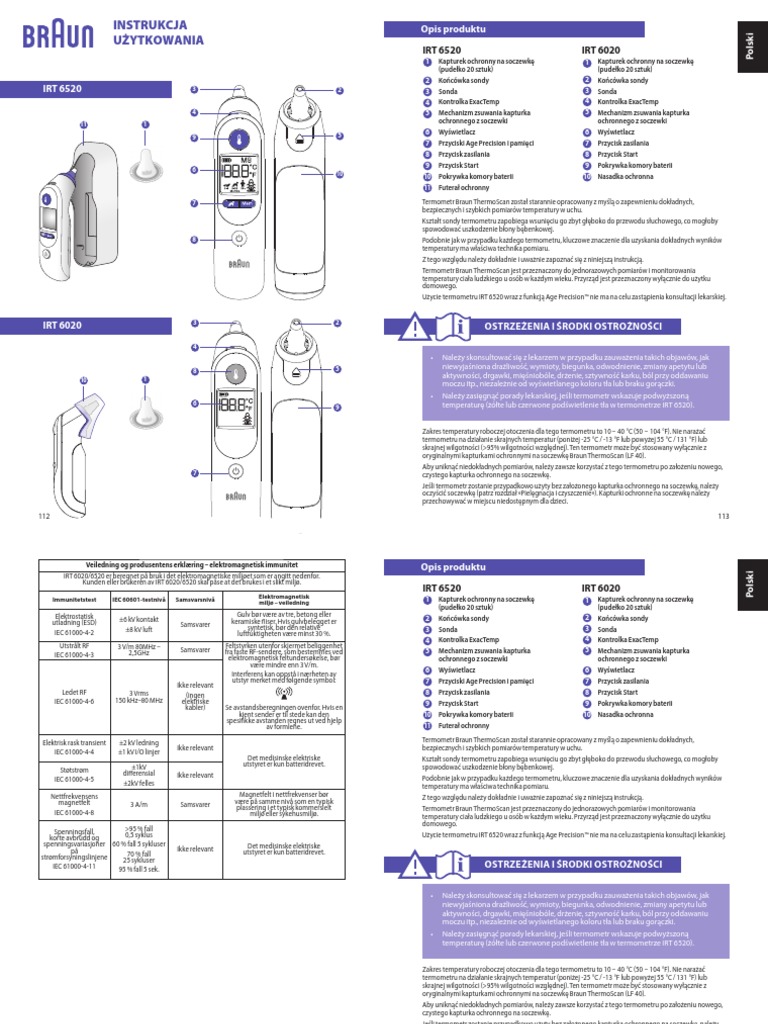 Braun Instrukcja Uzytkowania Irt 6520 6020 PL | PDF