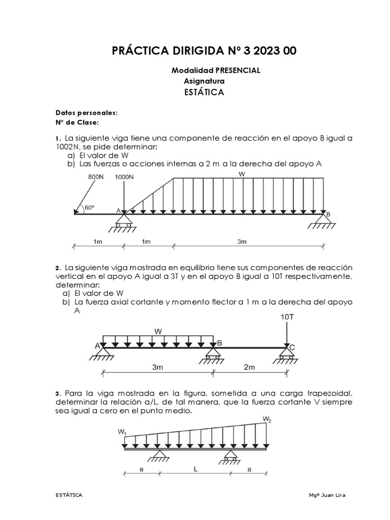 Práctica Dirigida Nº 3 Estática 2023 00 (1) | PDF