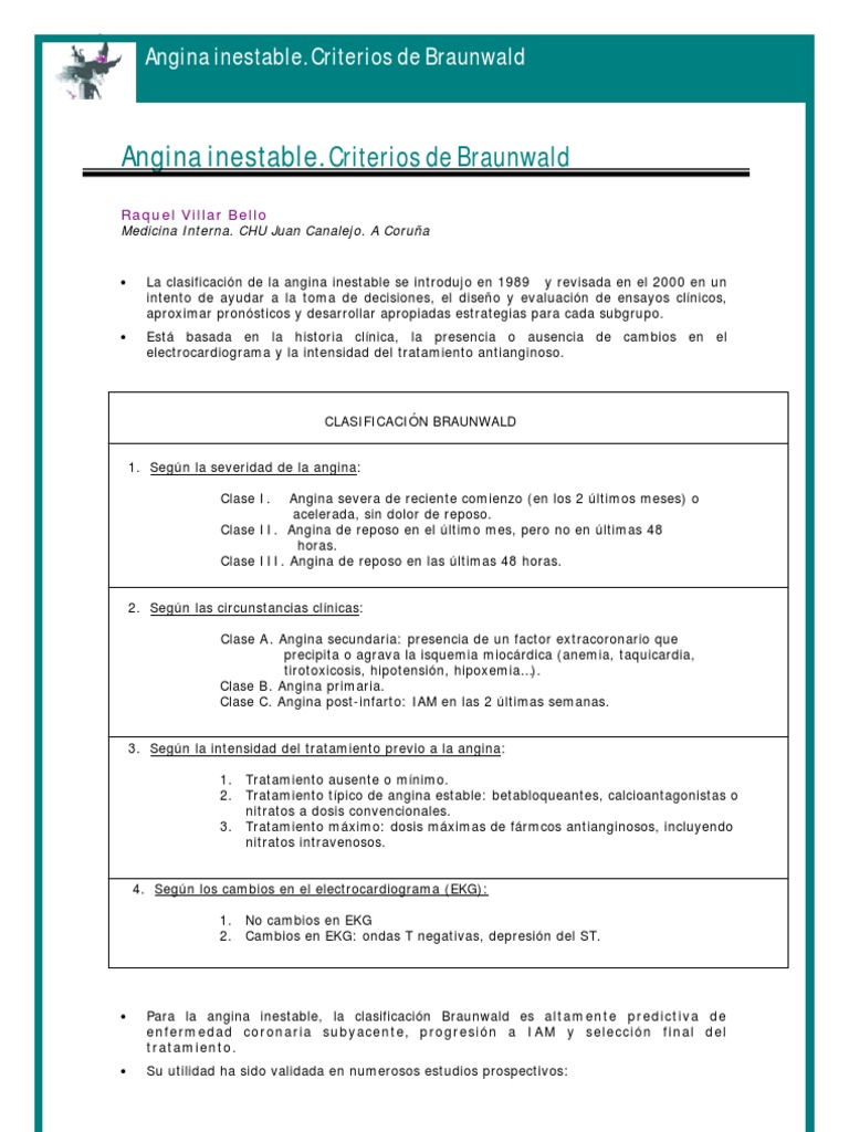 Clasificacion Angina Inestable