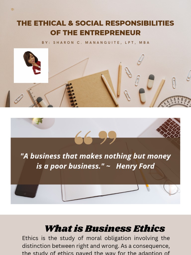 The Ethical & Social Responsibilities of The Entrepreneur | PDF