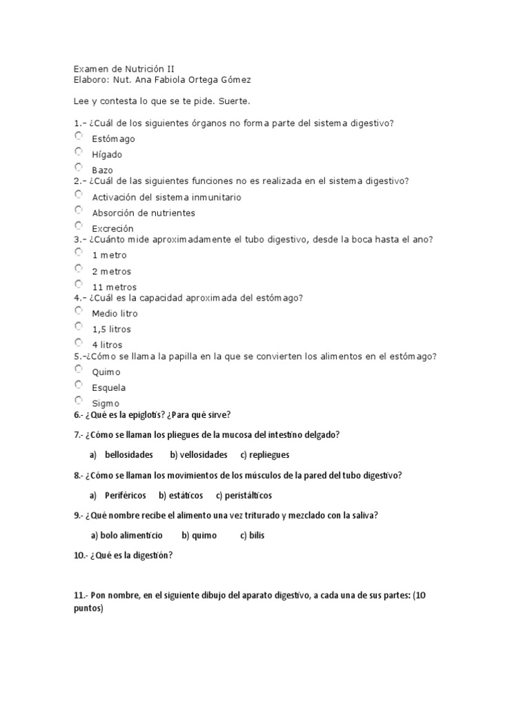 Examen de Nutrición II: Preguntas y Recetas | PDF | Cocina, comidas y vino