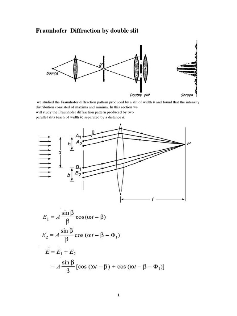 Fraunhofer Diffraction by Double Slit | PDF | Diffraction | Scientific ...