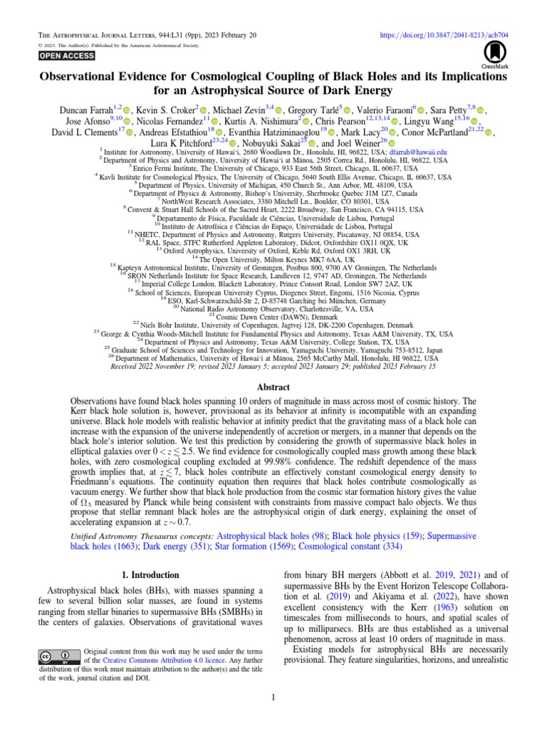 Farrah 2023 ApJL 944 L31 | PDF | Black Hole | Dark Energy