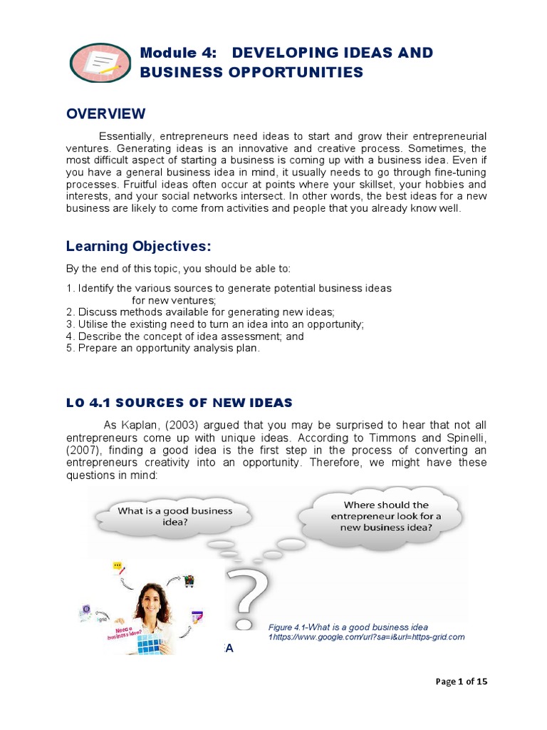 Module 4-Creating and Finding New Opportunities | PDF ...