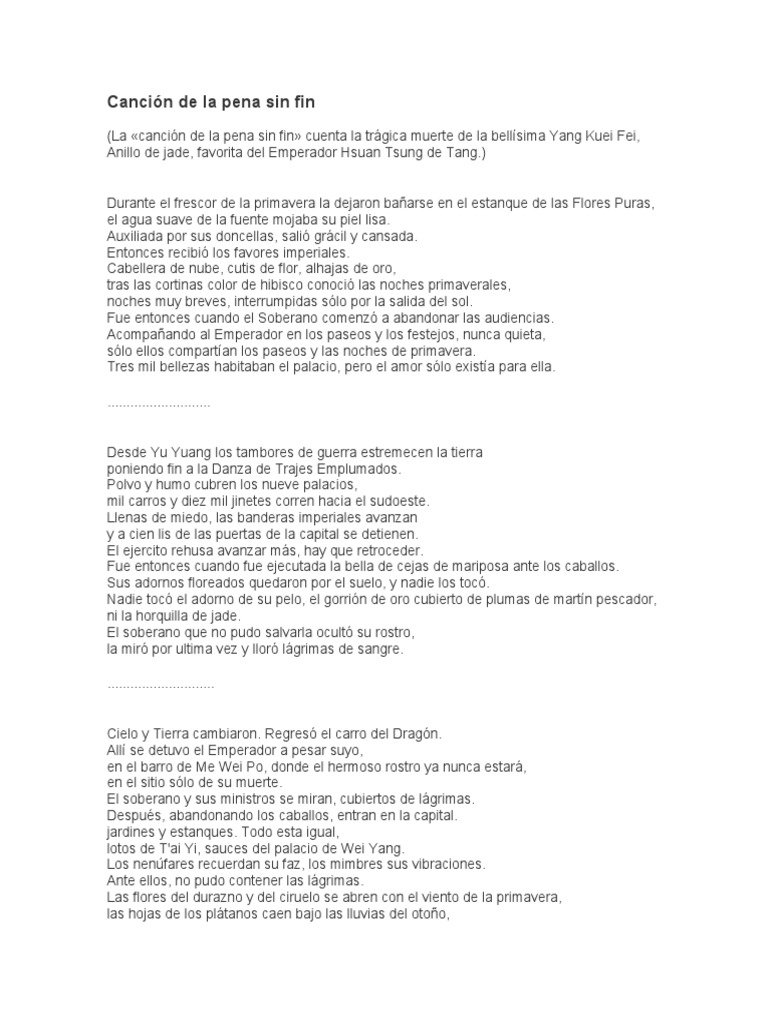 Canción de La Pena Sin Fin | PDF