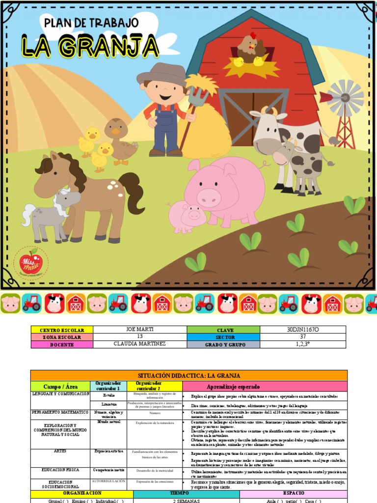 Actividades Preescolares sobre la Granja | PDF | Evaluación | Educación ...
