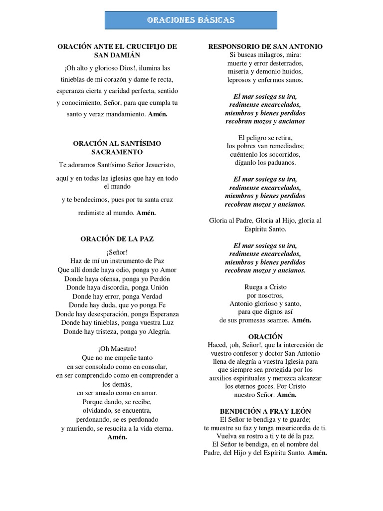 Oraciónes Basicas | PDF | María, madre de Jesús | Oración