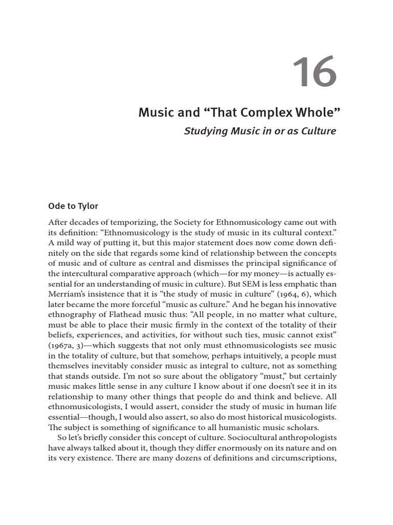 Music as a Cultural Complex | PDF | Anthropology | Musicology