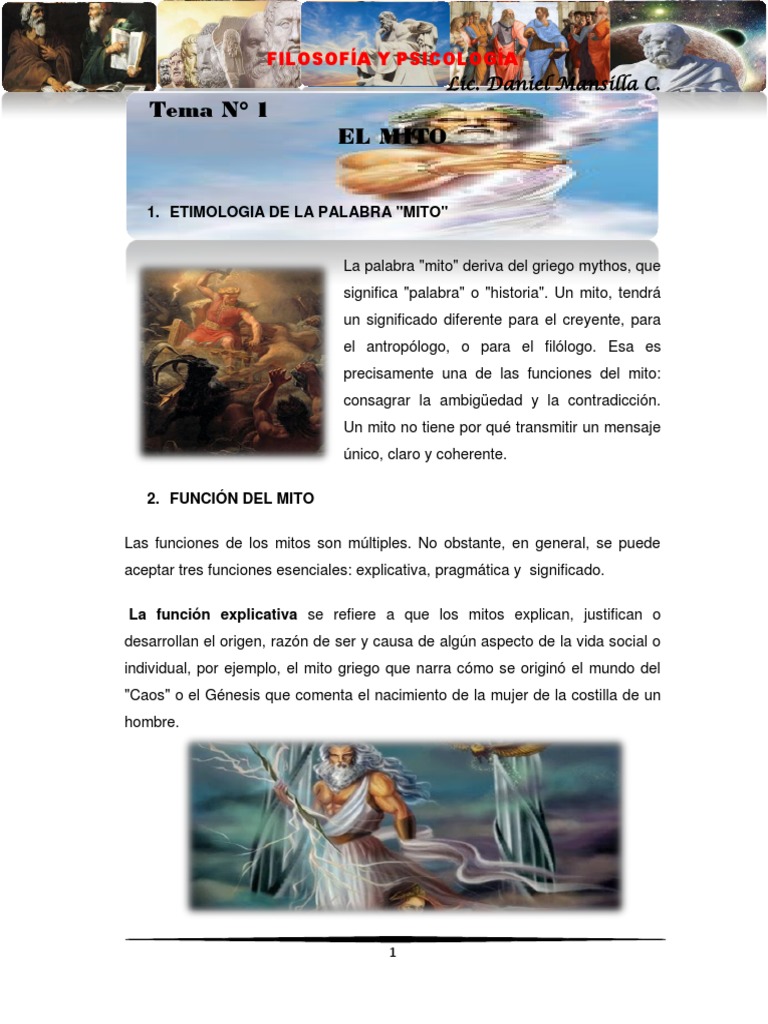 Tema 1 El Mito | PDF