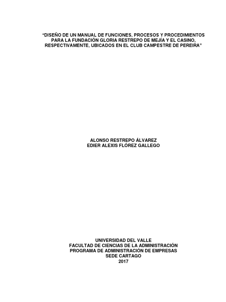 Manual de Funciones, Procesos y Procedimientos Fundación Gloria ...