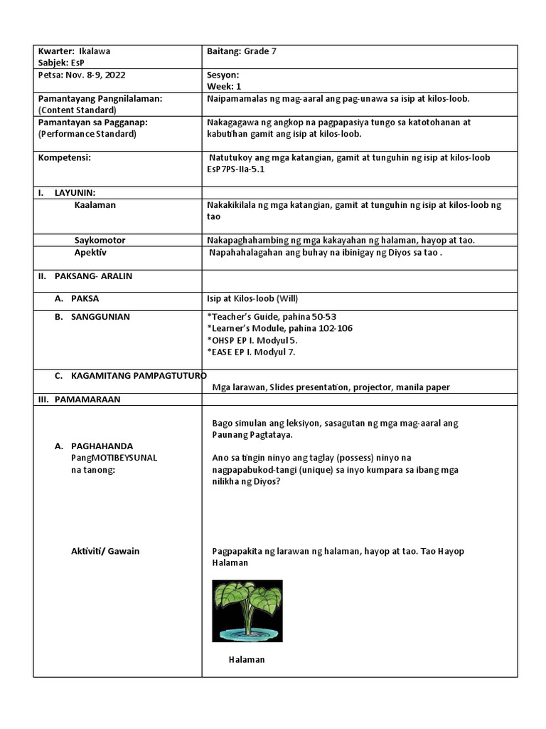 EsP7 DLP Q2 W1 | PDF