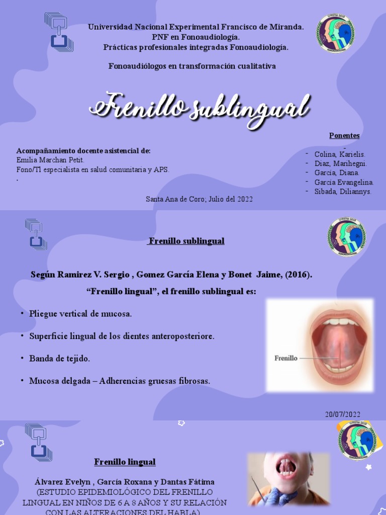 2022 Presentación Sobre Frenillo Sublingual Completa | PDF | Medicina ...