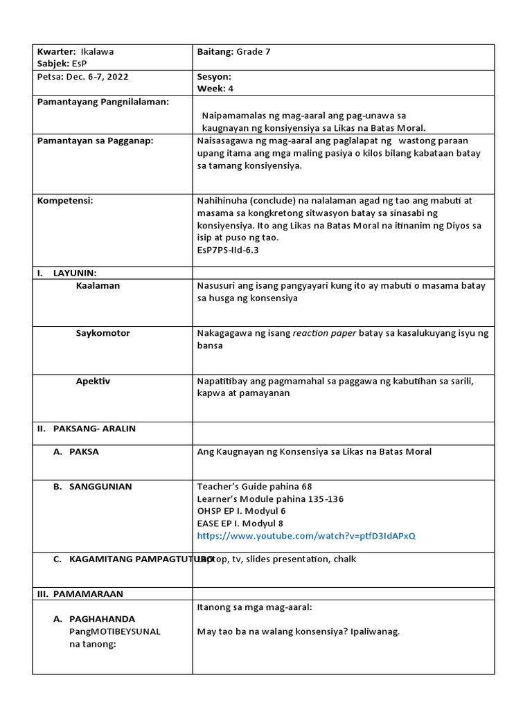 EsP7 DLP Q2 W4 | PDF