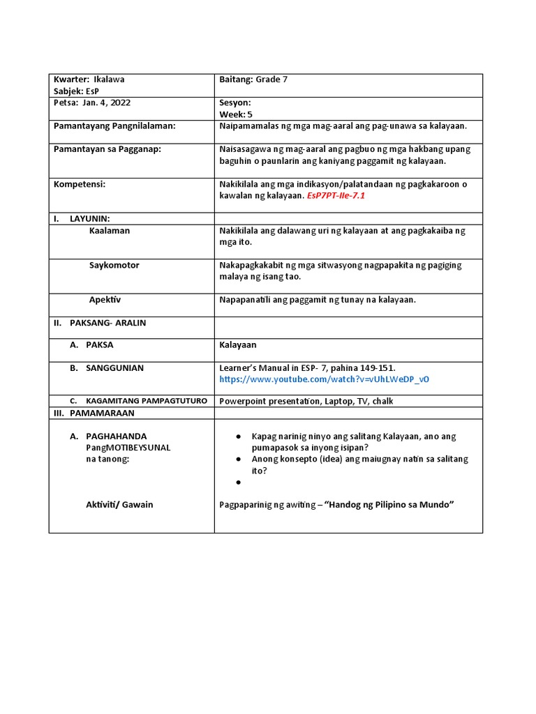 EsP7 DLP Q2 W5 | PDF