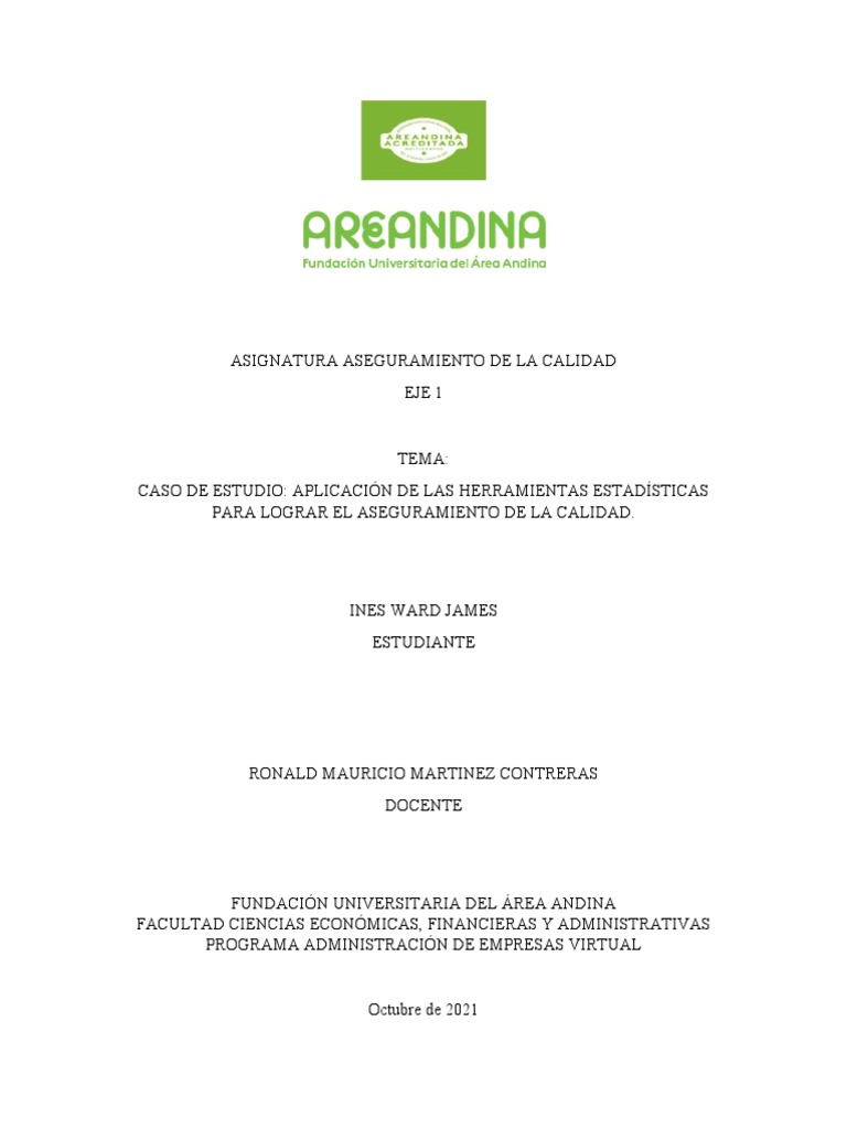 Asignatura Aseguramiento de La Calidad Eje 1 | PDF | Calidad (comercial) | Estadísticas