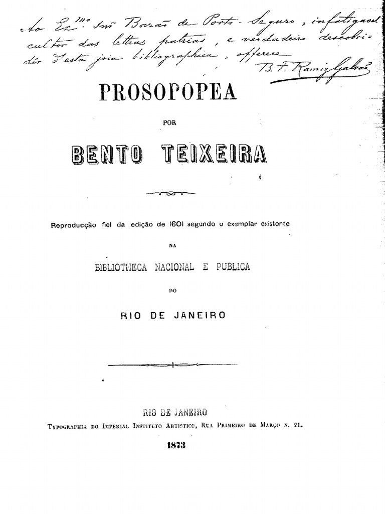 Prosopopéia Por Bento Teixeira | PDF